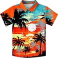 Boys Beach Vacation Shirts Short Sleeve Collar Orange Summer Breathable ...