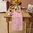 Christmas Pink Table Runner 72 Inches, Yellow Reindeer Xmas Pine Trees ...