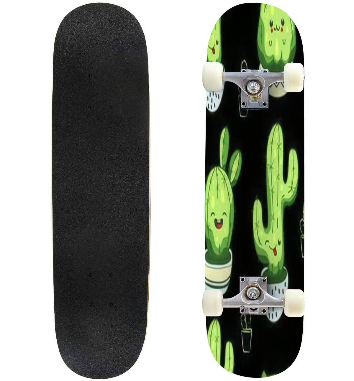 Seamless pattern with cute kawaii cactus and succulents with funny ...