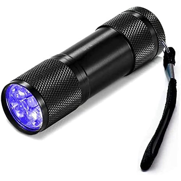 9 LEDs Mini Flashlights, AIMTYD 365nm Black Handheld Flashlight with ...