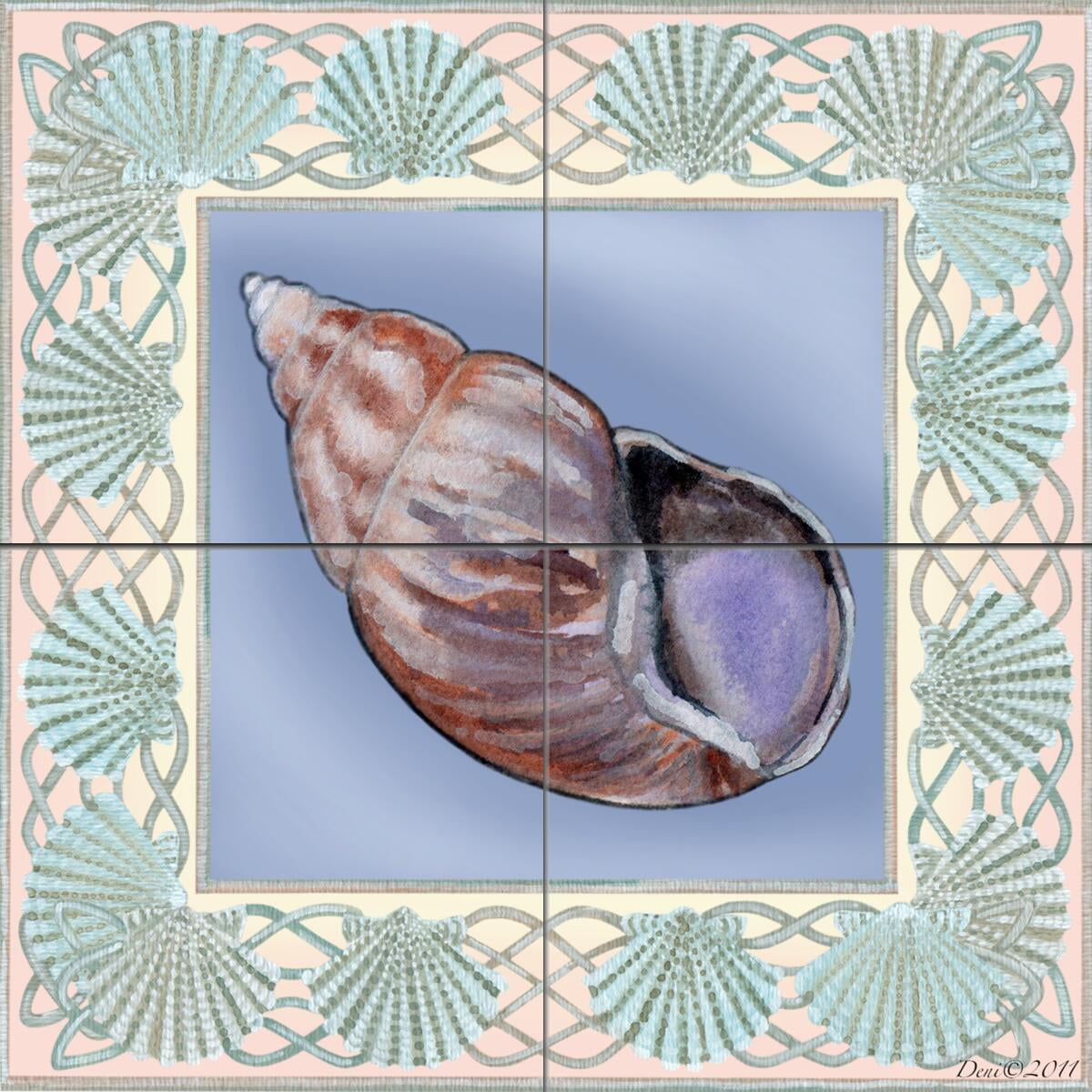 Tile Mural Bathroom Backsplash - Seashell Square 2-DF - by Denise ...