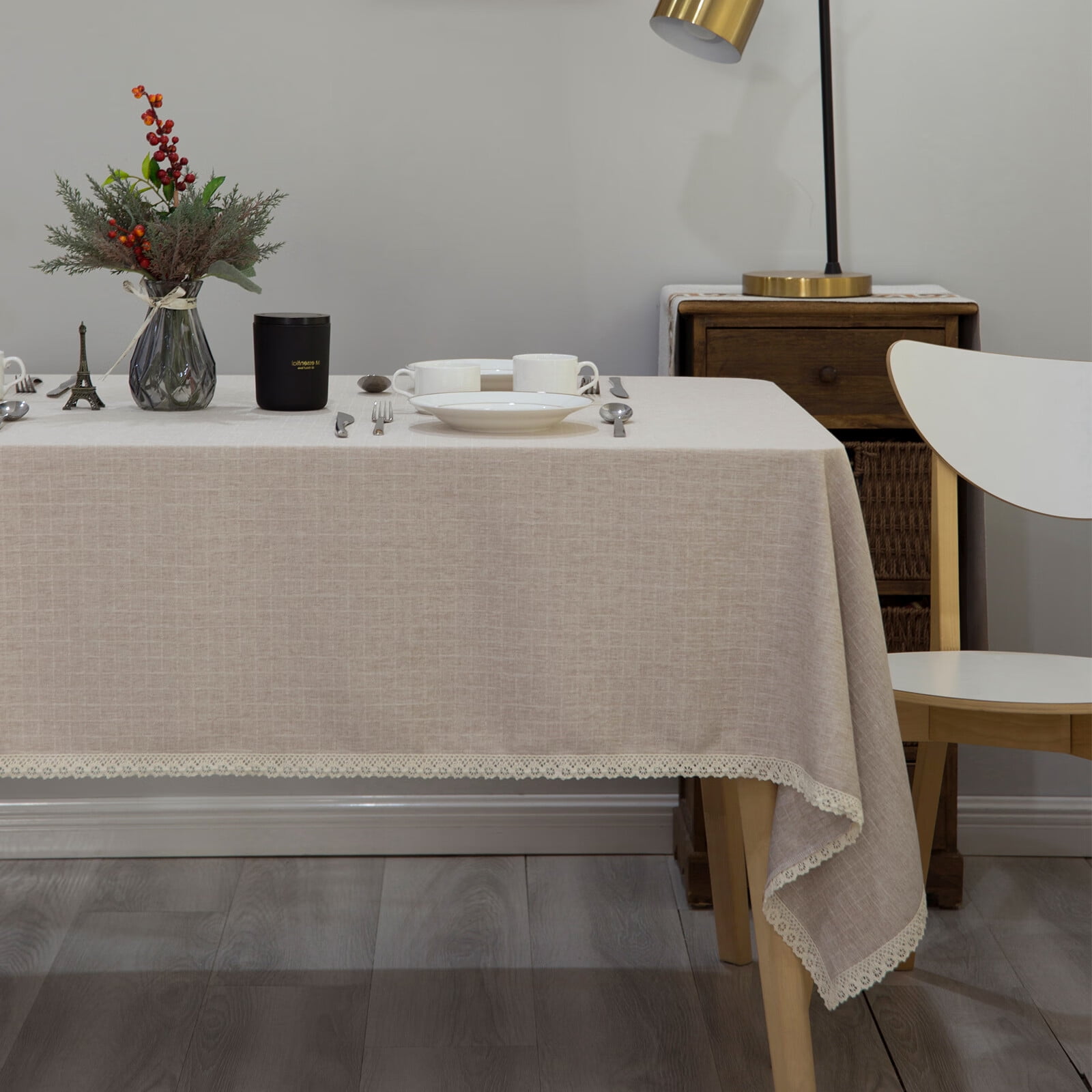 GLORY SEASON Textured Tablecloth Linen Rustic Burlap Washable Solid ...