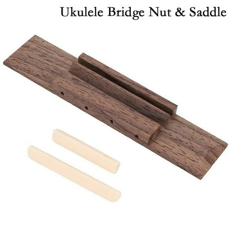 Ukulele Plastic Nut & Saddle Slotted & Wood Bridge Set Ukulele Repair ...