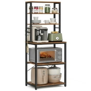 Bakers Rack for Kitchen, 6-Tier Kitchen Shelves with 6 Hooks, Microwave ...