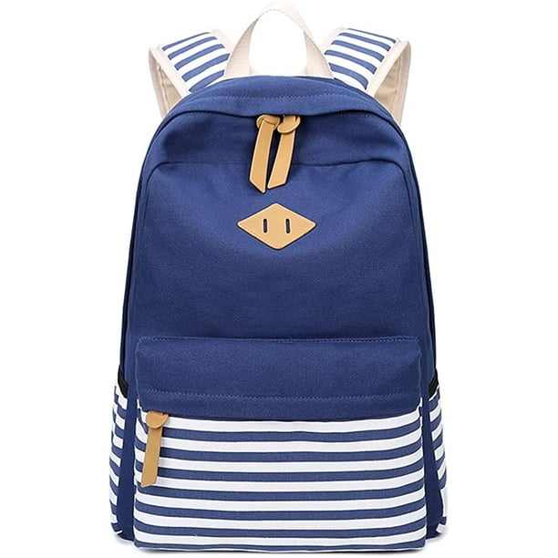 Causal Canvas Stripe Backpack Cute Teen Backpacks For Girls School Bag ...