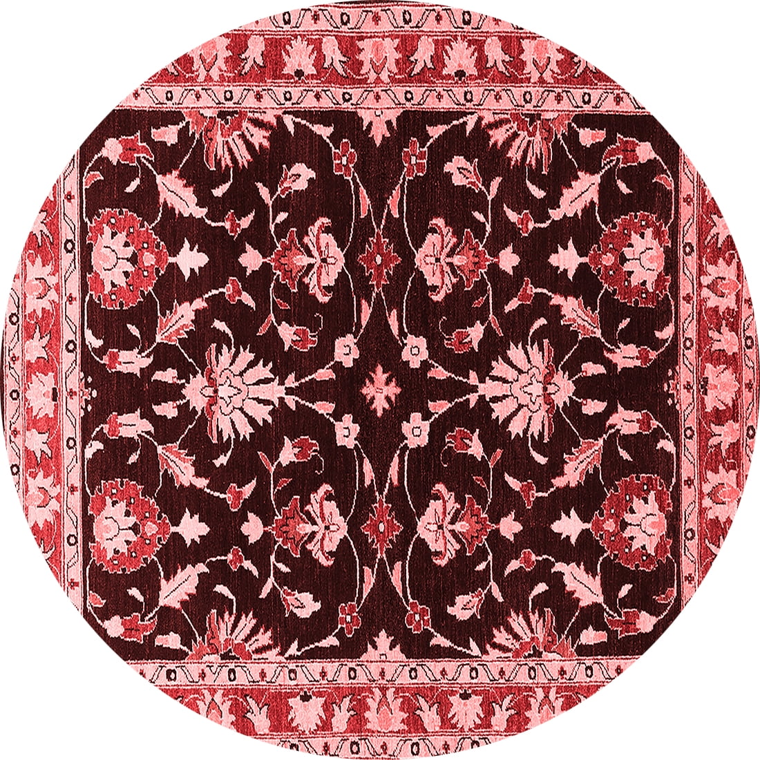 Ahgly Company Indoor Round Oriental Red Traditional Area Rugs, 8' Round ...