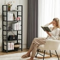5 Tier Wooden Bookshelf Storage Shelves Organizer Retro Bookshelf Plant ...
