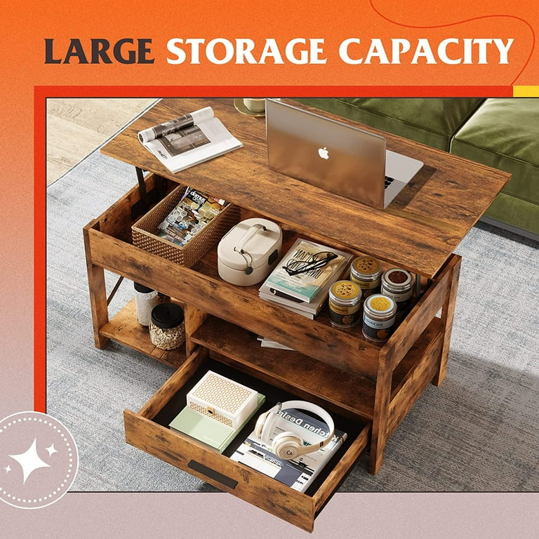 Folding Coffee Table 41.3" With Safety Buckles - Portable Floor Table ...