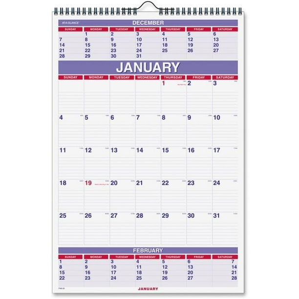 At A Glance 16 x 23 in. 3-Month Wall Calendar - Walmart.com