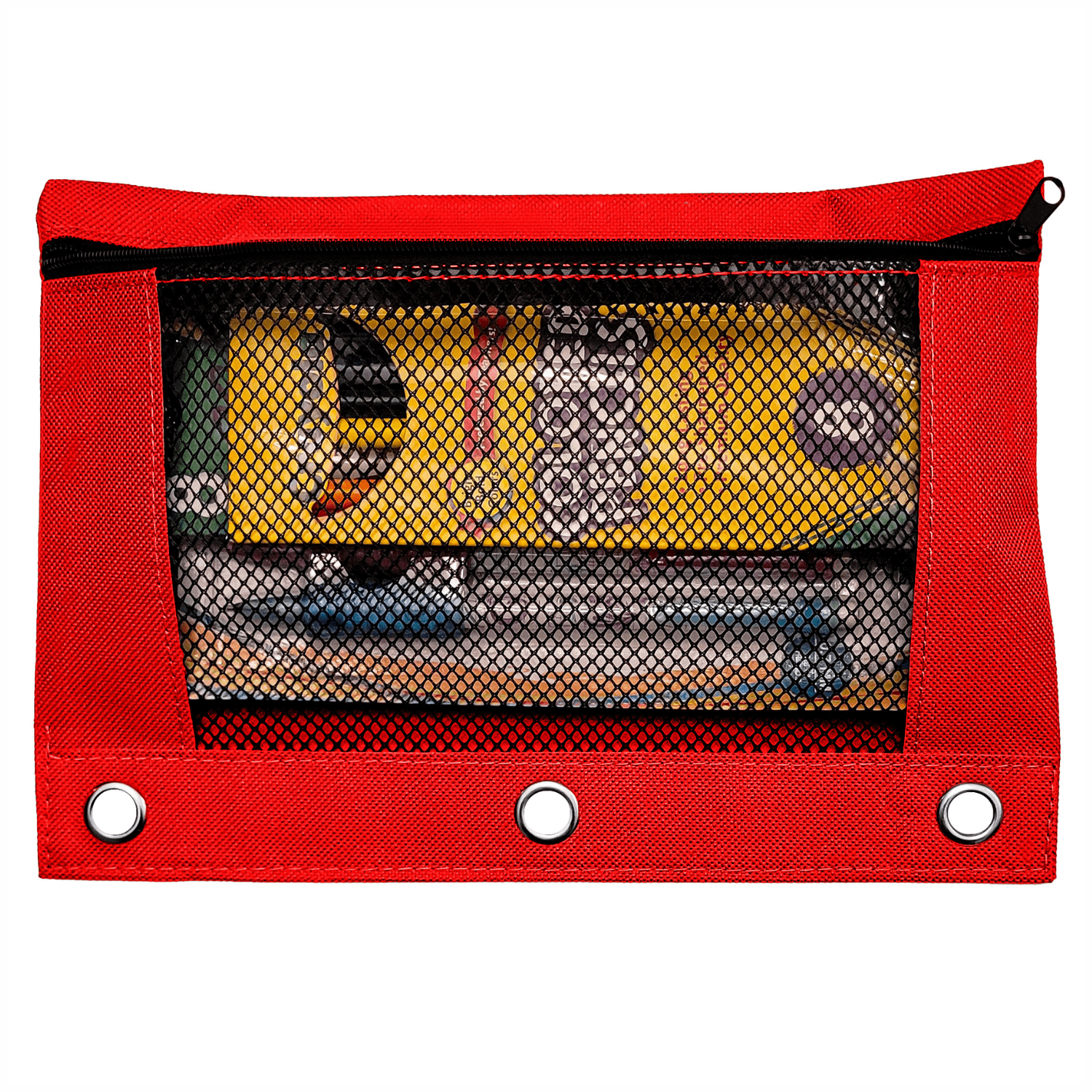 Schoolio Red Pencil Case for Kids Zipper Pencil Pouch for 3 Ring Binder ...