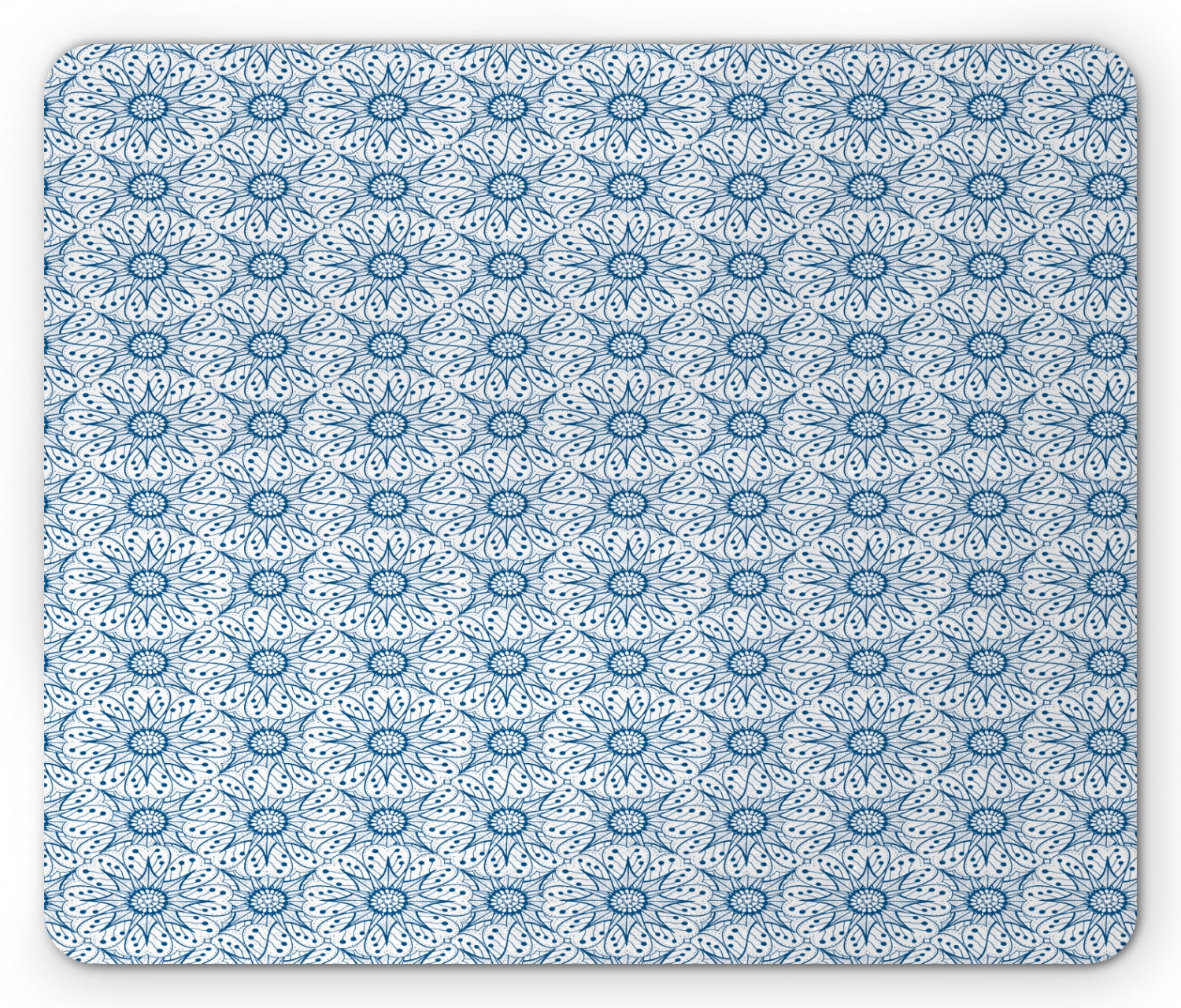 Blue and White Mouse Pad, Dutch Tile Design with Large Flowers and ...