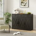 Homfa 42.5’’ Kitchen Buffet, 3-Drawer Wooden Sideboard with Adjustable Shelf, Dark Brown ...