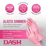 DASH Alasta Shimmer Nitrile Exam Grade Disposable Gloves - Pink - 3.9 ...