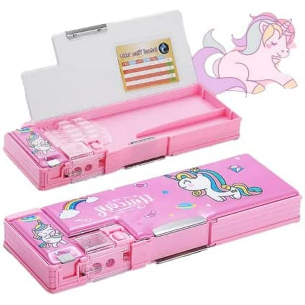 Cute pink (Unicorn) pencil box with Magnetic flaps for Gift, school ...