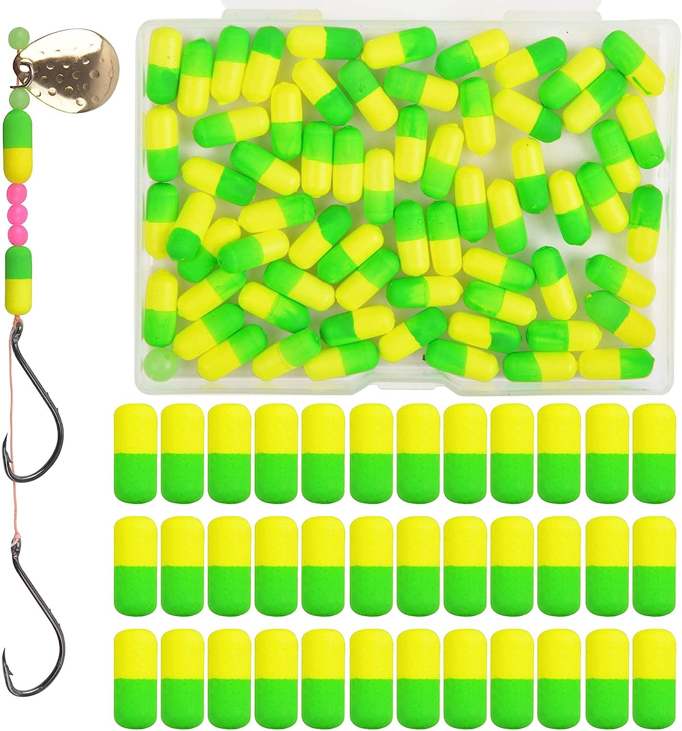 Foam Floats Fishing Rig Floats - 60 Pack Pompano Rig Floats Snell Float ...