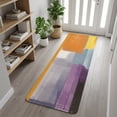 Abstract Painting Washable Runner Rug 1.4x4 ft Art Style Purple Orange ...