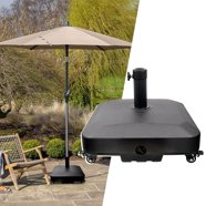 Larry Outdoor Concrete Square 80lb Umbrella Base with Steel Umbrella ...