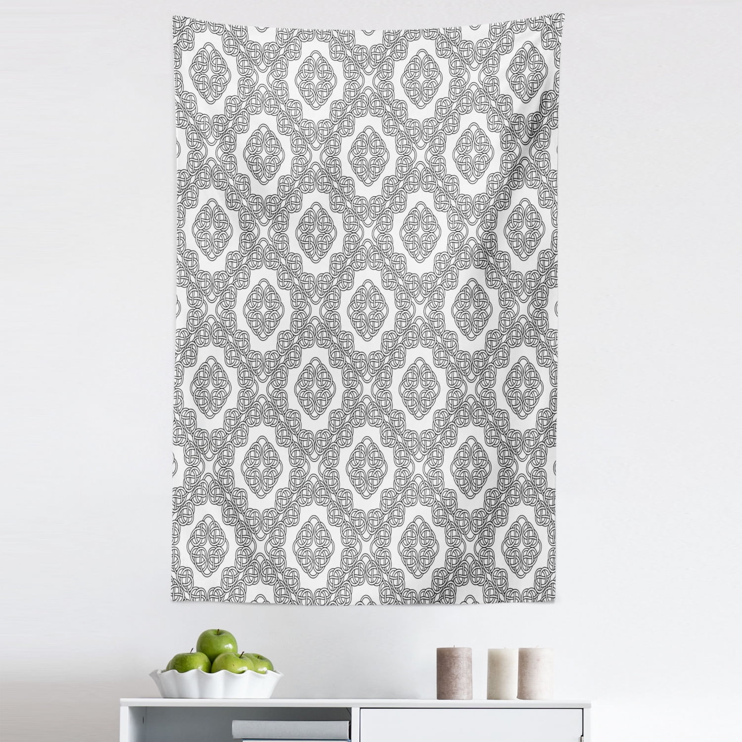 Celtic Tapestry, Vintage Geometric Diagonal Symmetrical Binding Celtic ...