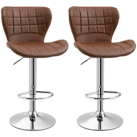 HOMCOM Bar Stools Set of 2, Swivel Counter Stools w/ PU Leather ...