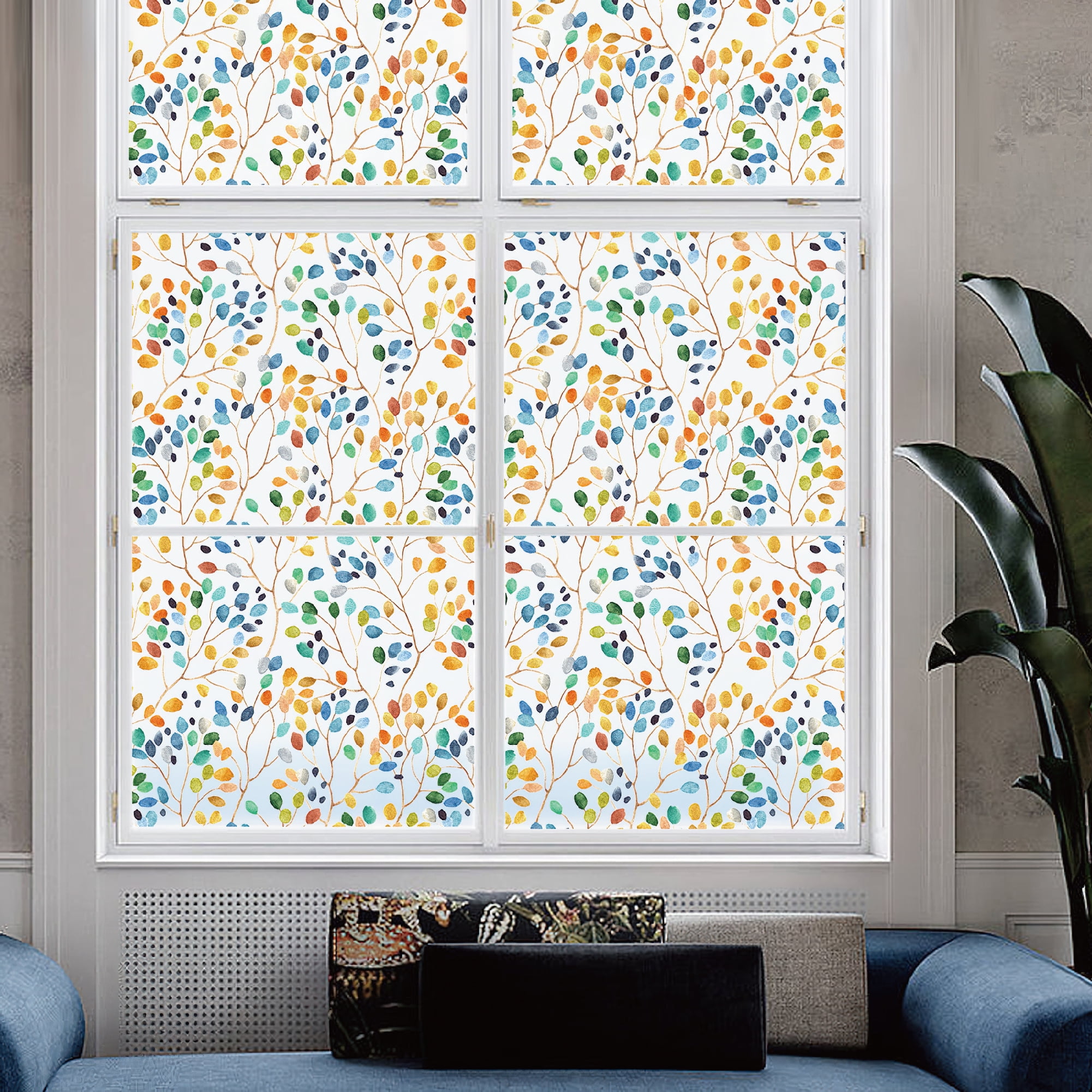 MKLZ Two Way Privacy Window Film, Frosted Stained Glass Static Cling ...