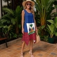 Binienty Sleeveless Sundress with Haiti Flag Print, Asymmetric Hem Midi ...