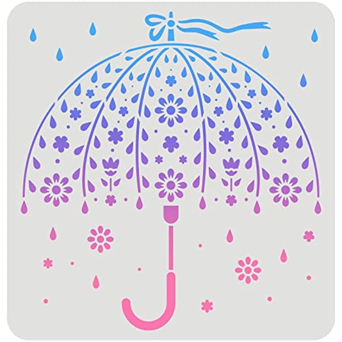 Umbrella Stencils 11.8x11.8inch Flower Umbrella Painting Stencil Umbrella with Flower Drawing ...