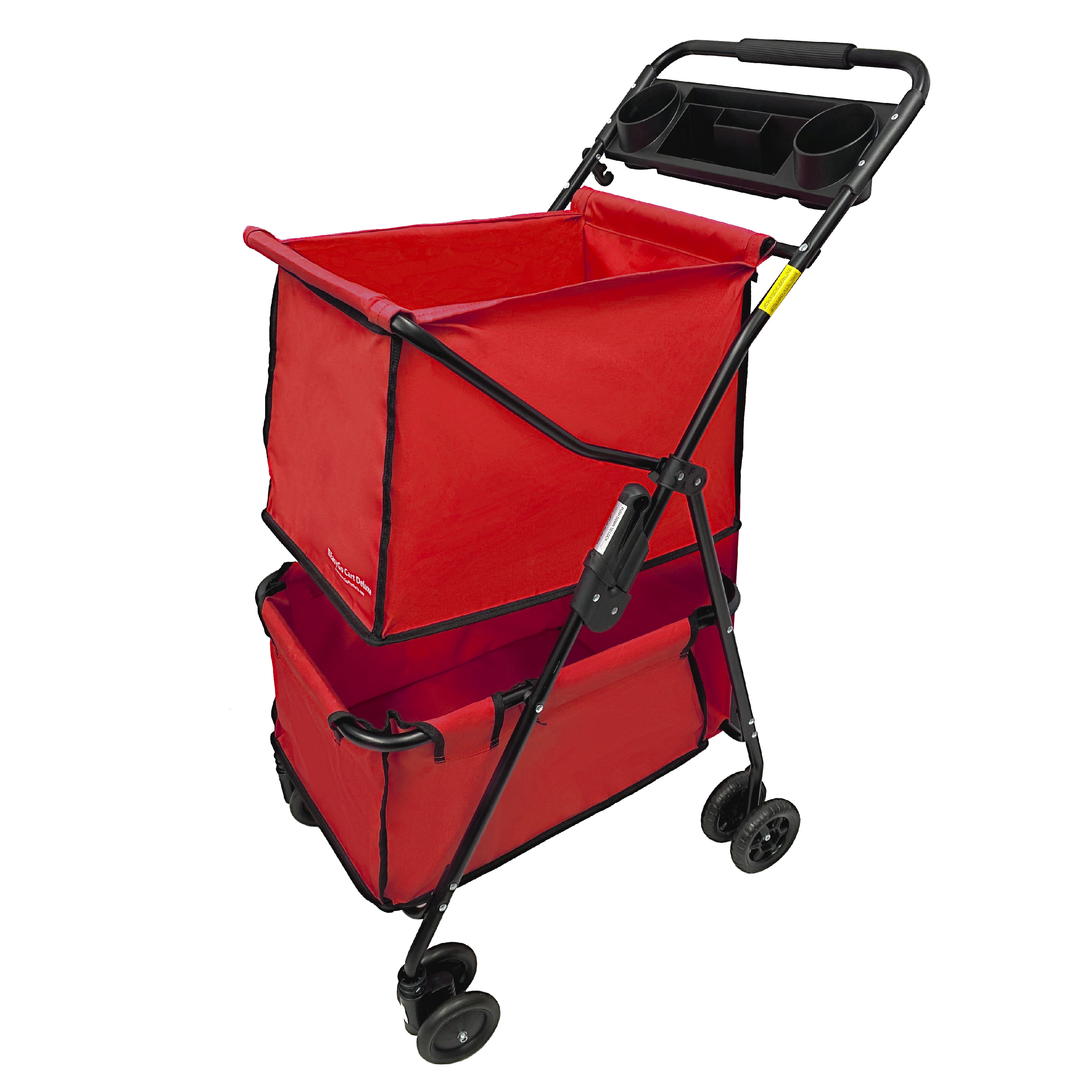 EasyGo Deluxe Foldable Cart - Double Level, Swivel Wheels, 150lbs ...