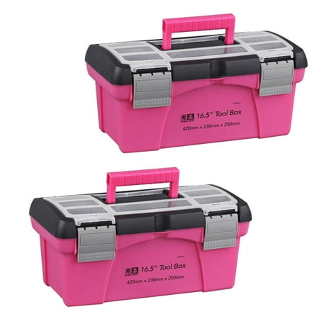 2 Pieces Plastic Pink Tool Box Cage for Storage Hardware and Craft ...