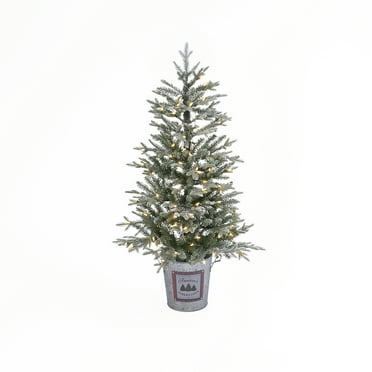 Gerson 33-Inch High Galvanized Metal Tabletop Evergreen Tree with Star ...