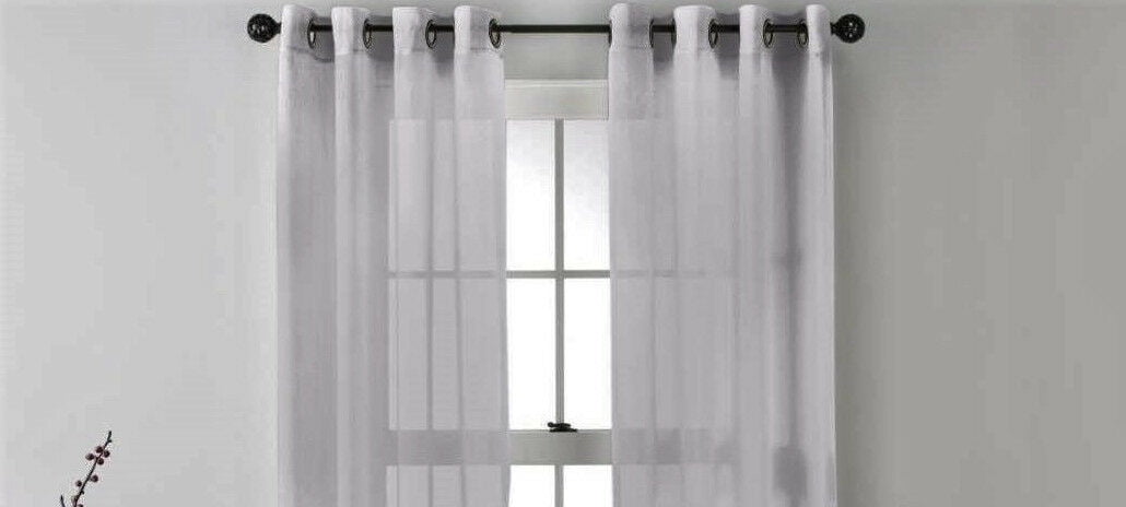 1-PC Ruby SILVER Solid Sheer Panels Faux Silk with Grommets Window ...