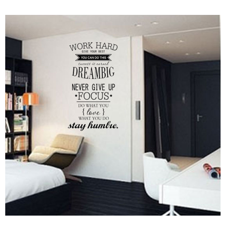 Motto Letters Wall Decal, Creative Modern Self-Adhesive Paper Mural ...