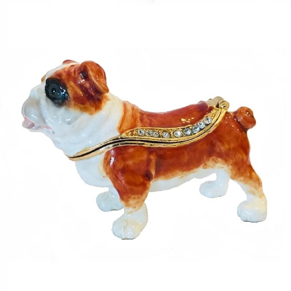 Mini Bulldog Dog Bejeweled Enamel Jewelry Trinket Keepsake Box ...