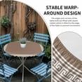 Brown Geometric Round Fitted Tablecloth with Elastic Edge, White Greek ...