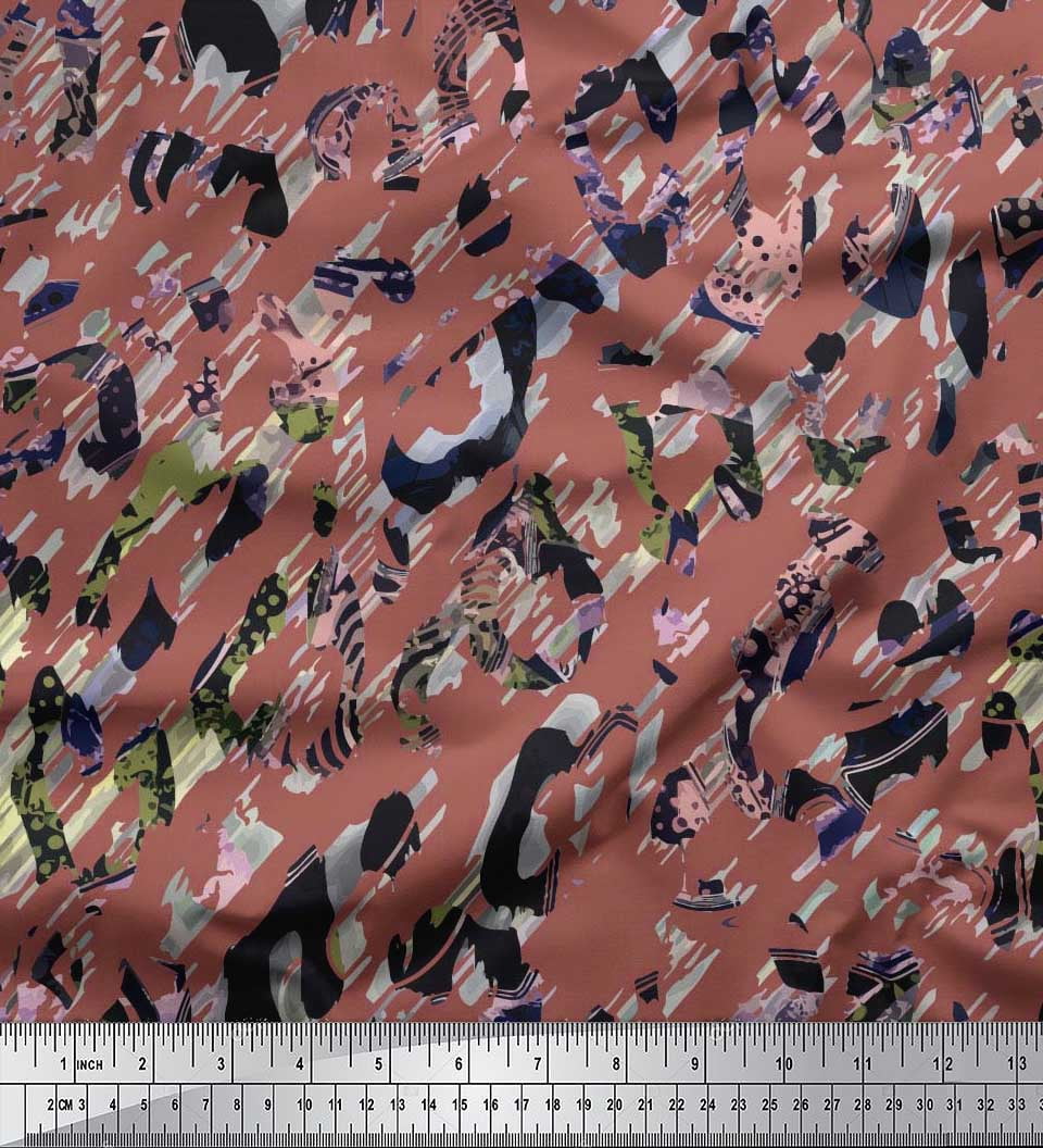 Soimoi polyester Crepe Fabric Animal Skin Texture Print Fabric by the ...
