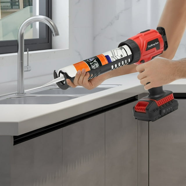 Miumaeov High Power Electric Caulk Gun 20V Max Cordless Caulking Gun with Battery 2.5A and ...