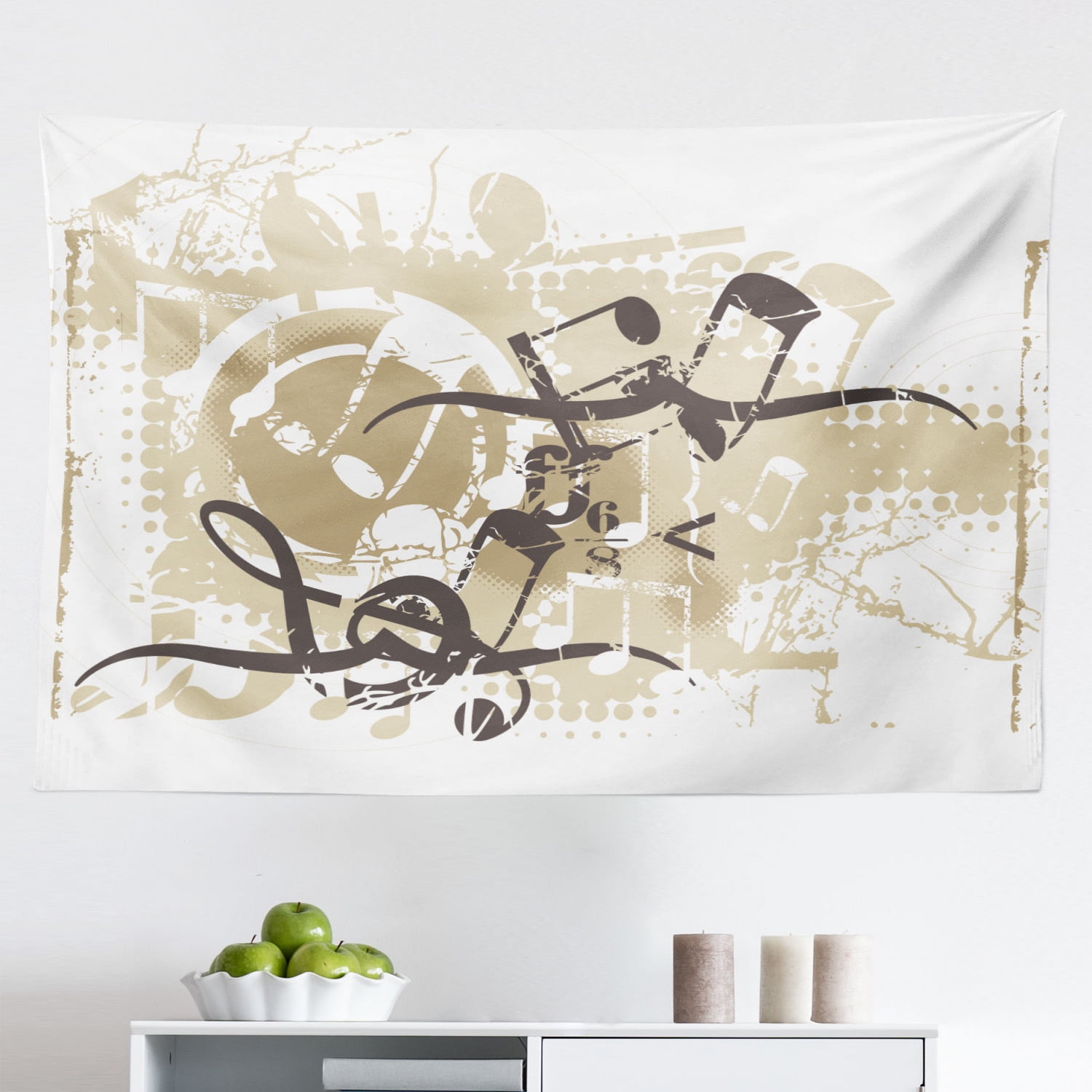 Music Tapestry, Color Splashes Violin Treble Chef Musical Notes Digital ...