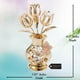 Matashi 24K Gold Plated Crystal Studded Flower Ornament in a Vase with ...