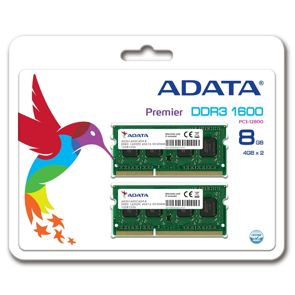 8GB AData DDR3 1600MHz SO-DIMM PC3-12800 CL11 Laptop Memory Kit (2x 4GB ...