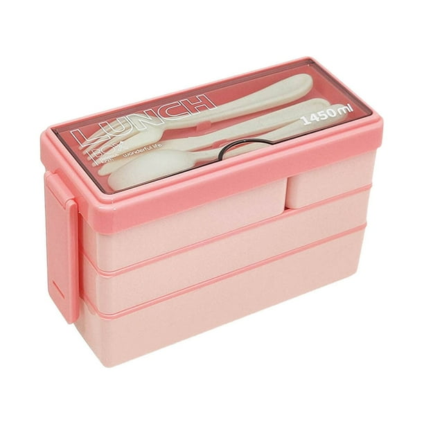 LSLJS Three-layer Compartment Lunch Box for Work Students Plastic Bento ...