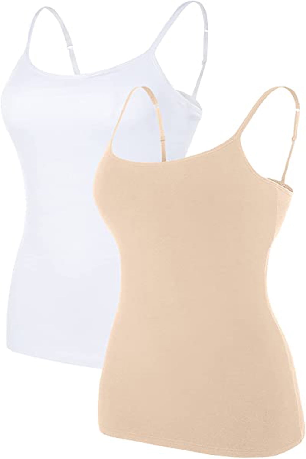 Charmo Women's Cami Adjustable Spaghetti Strap Built in Bra Tank Tops 2 ...