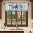 Blue Texas Star 2 Panels Kitchen Valance, Vintage Star Berry Blue Beige ...