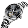 GUANQIN Vintage Skeleton Diamond Dial Automatic Self-Winding Moon Phase ...