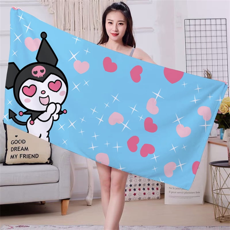 Sanrio-Toalla de baño de microfibra con dibujos animados Kuromi Hello ...