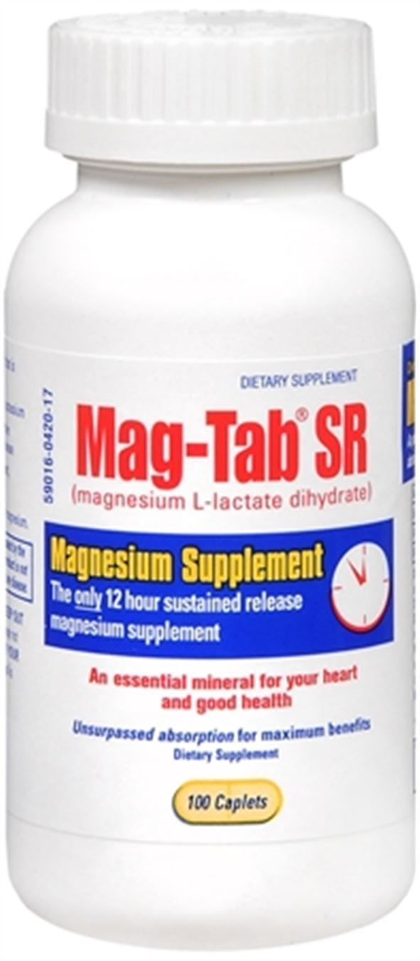 5 Pack Mag Tab SR Magnesium Supplement 100 Caplets Each - Walmart.com