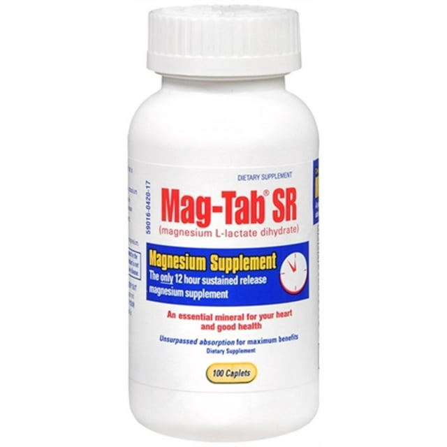 5 Pack Mag Tab SR Magnesium Supplement 100 Caplets Each - Walmart.com