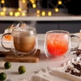 16oz Glass Coffee Mug Set, 4-Piece Double-Wall Clear Cups with Handles ...