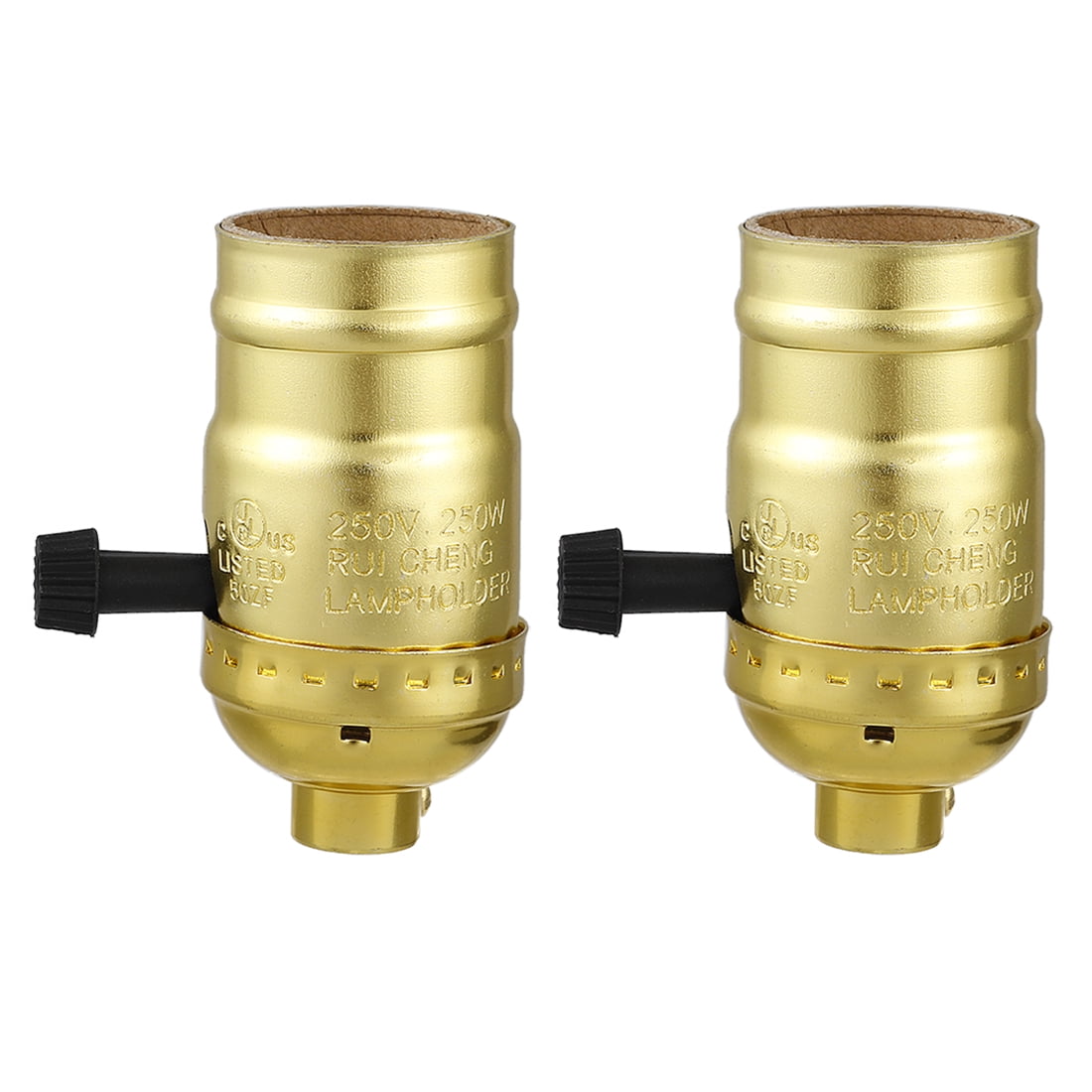 2 Pcs 3 Way Lamp Socket Holder UL Listed E26 Type Removable Turn Knob ...