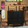 Tribesigns 3-Tier Home Bar Unit with LED Lights, Wine Bar Cabinet ...