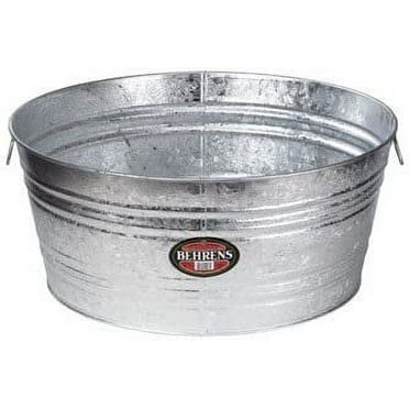 Cheungs Large Oval Galvanized Metal Bucket With Rope Handle And Black ...