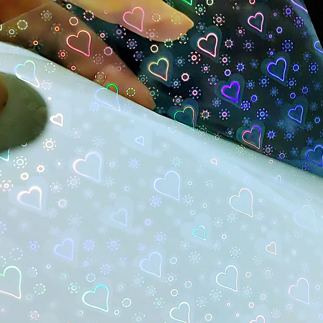 25 PCS Holographic Sticker Paper Hearts Clear Holographic Cold Laminate ...
